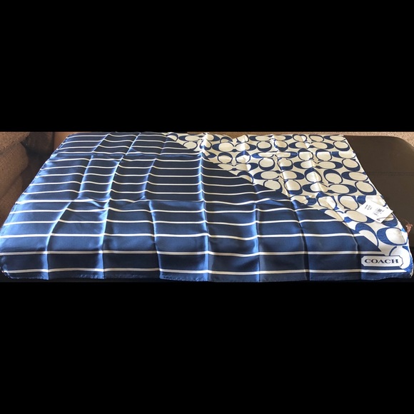 Coach | Accessories | Coach Blue And White Silk Scarf | Poshmark